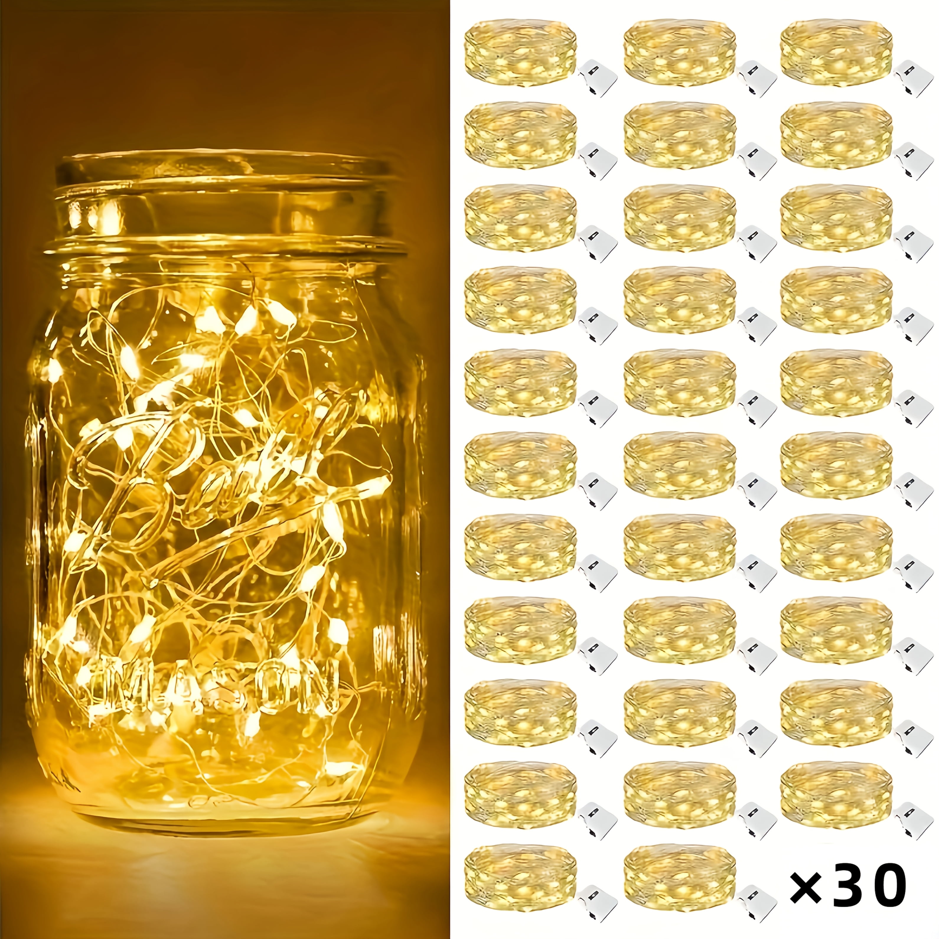 12/30/100 Pack Battery-Operated Fairy Lights - 6.5ft 20 LED Warm White ...