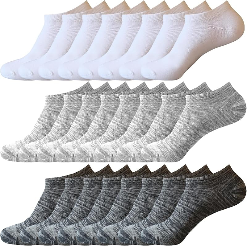 12-30 Pairs Low Cut Ankle Socks for Women No Show Casual Breathable ...