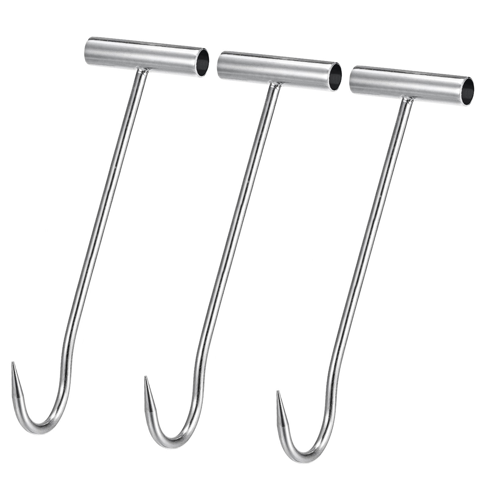 12"(300mm) T-Handle Meat Boning Hook, Galvanized Curved T Hooks for ...