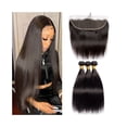 12-32 Inch Straight Human Hair Bundles with Frontal, Free Part 13x4 HD ...
