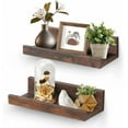12" Small Floating Wall Ledge Shelves with Lip - Set of 2 Wood Floating ...