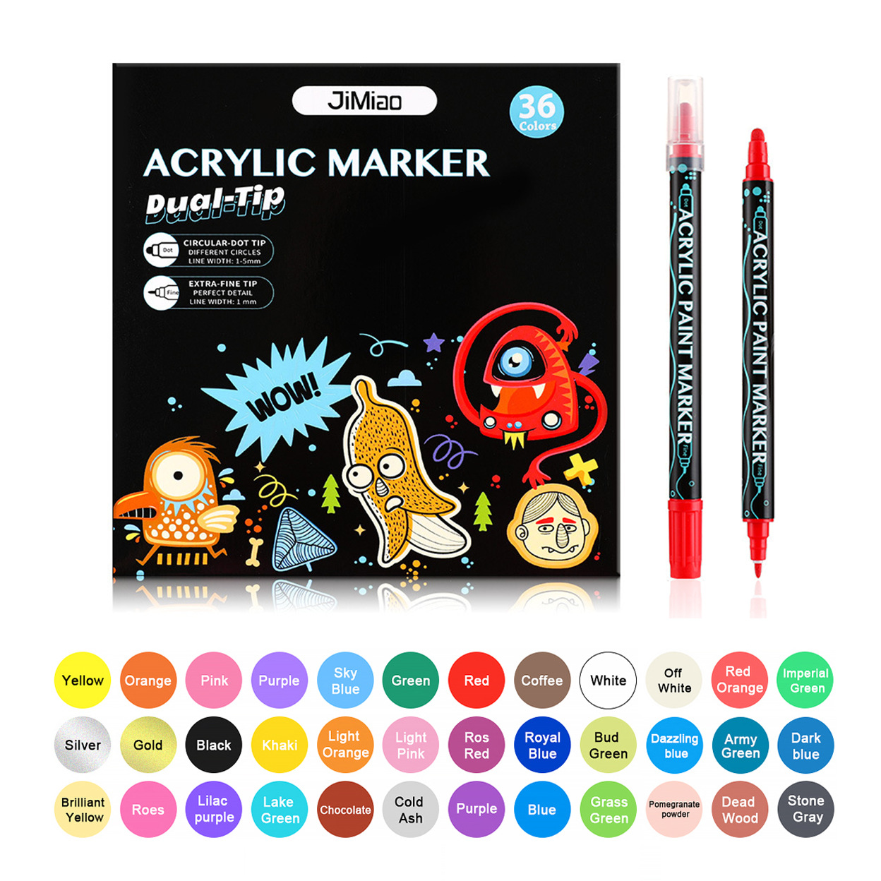 12-36 Colors Acrylic Paint Markers Dual Tip Paint Markers Art Painting ...