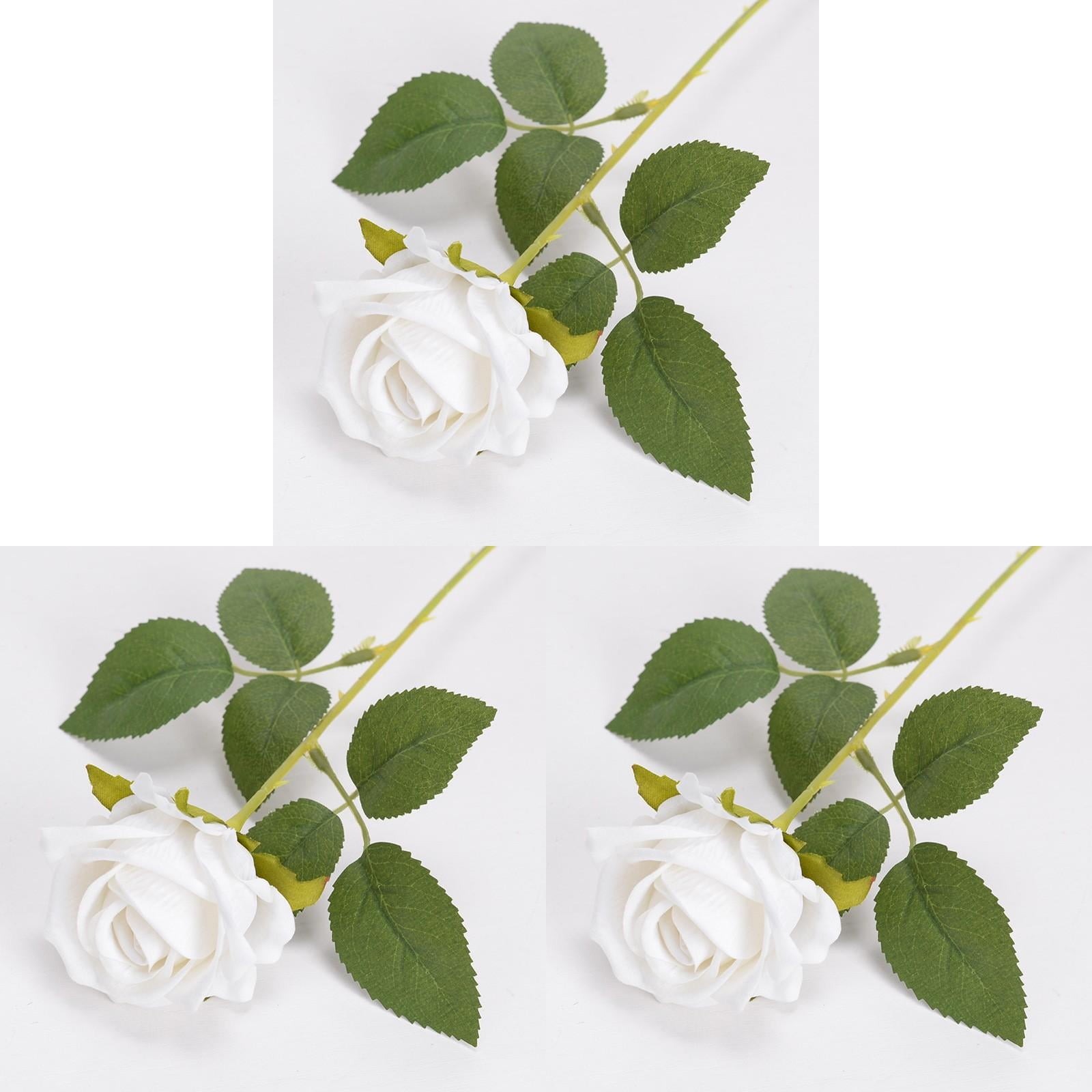 12/36PCS Exquisite White Roses Artificial Silk Flowers Realistic Roses ...