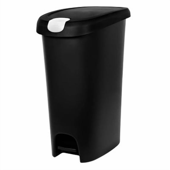 12.3gal Slim Step Trash Can with Locking Lid Black: Large Kitchen ...