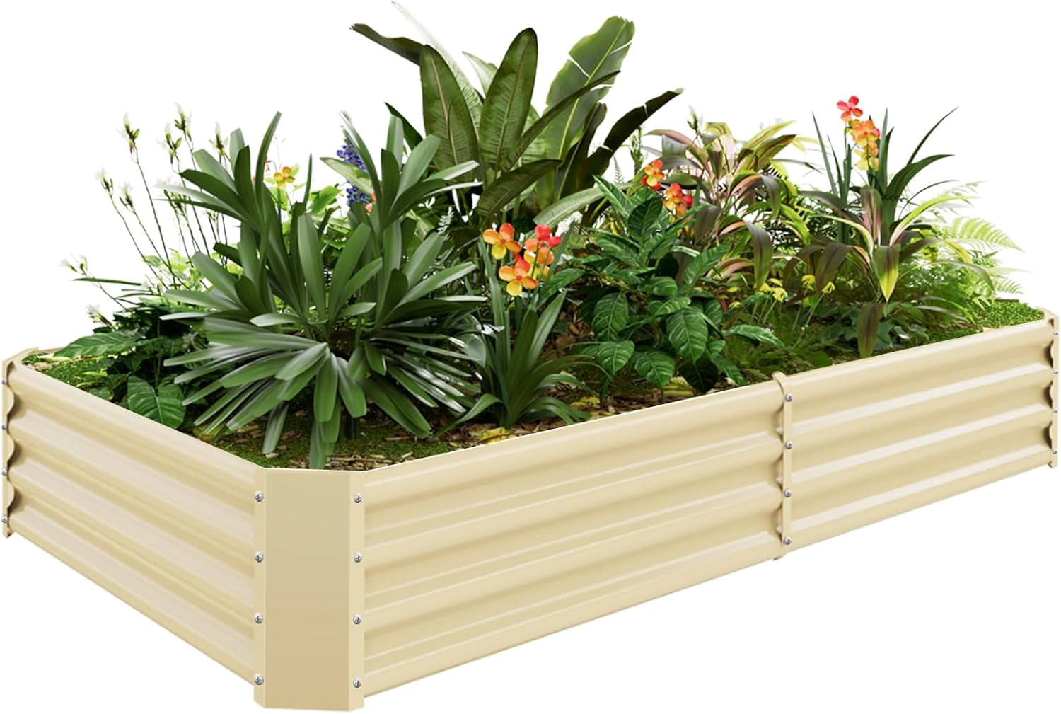 12×4×1ft Galvanized Raised Garden Bed Kit for Vegetables, Galvanized ...