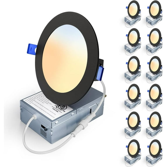 12 4 Inch 5CCT Recessed Light, Silm Canless Recessed Lighting, Dimmable ...