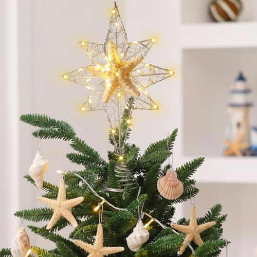 12.4 Inch Starfish Christmas Tree Topper Lighted Bethlehem Star ...