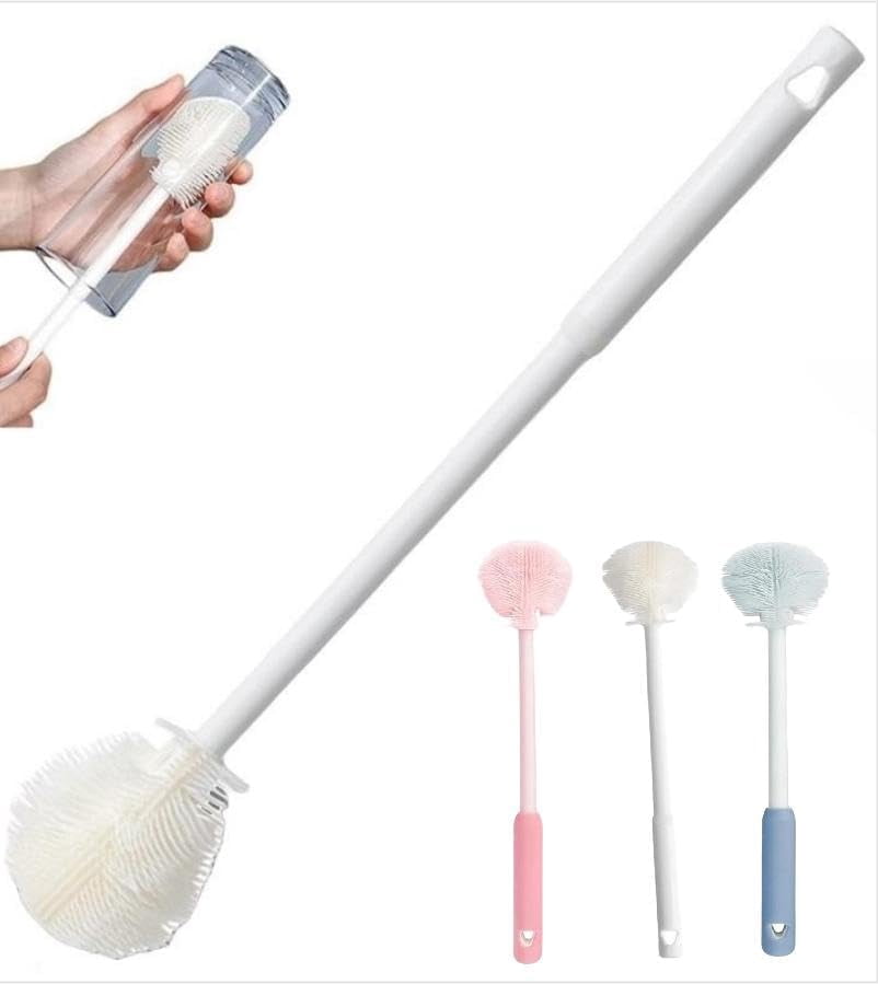 12.4" Silicone Bottle Brush, 3-in-1 Ergonomic Long Handled Cleaning Cup ...