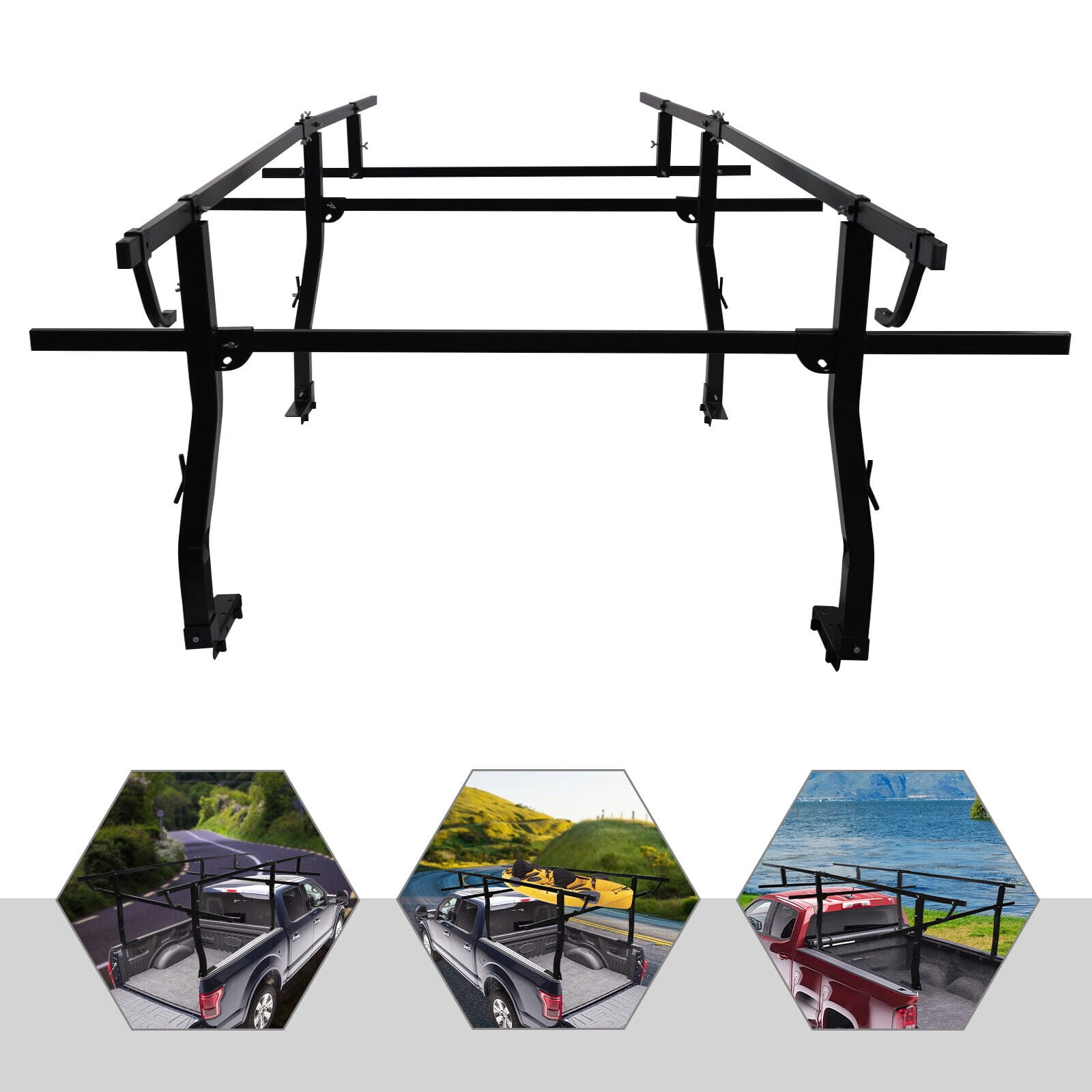 12.47*6.23*2.79ft Premium Heavy-Duty Black Ladder Racks Adjustable for ...