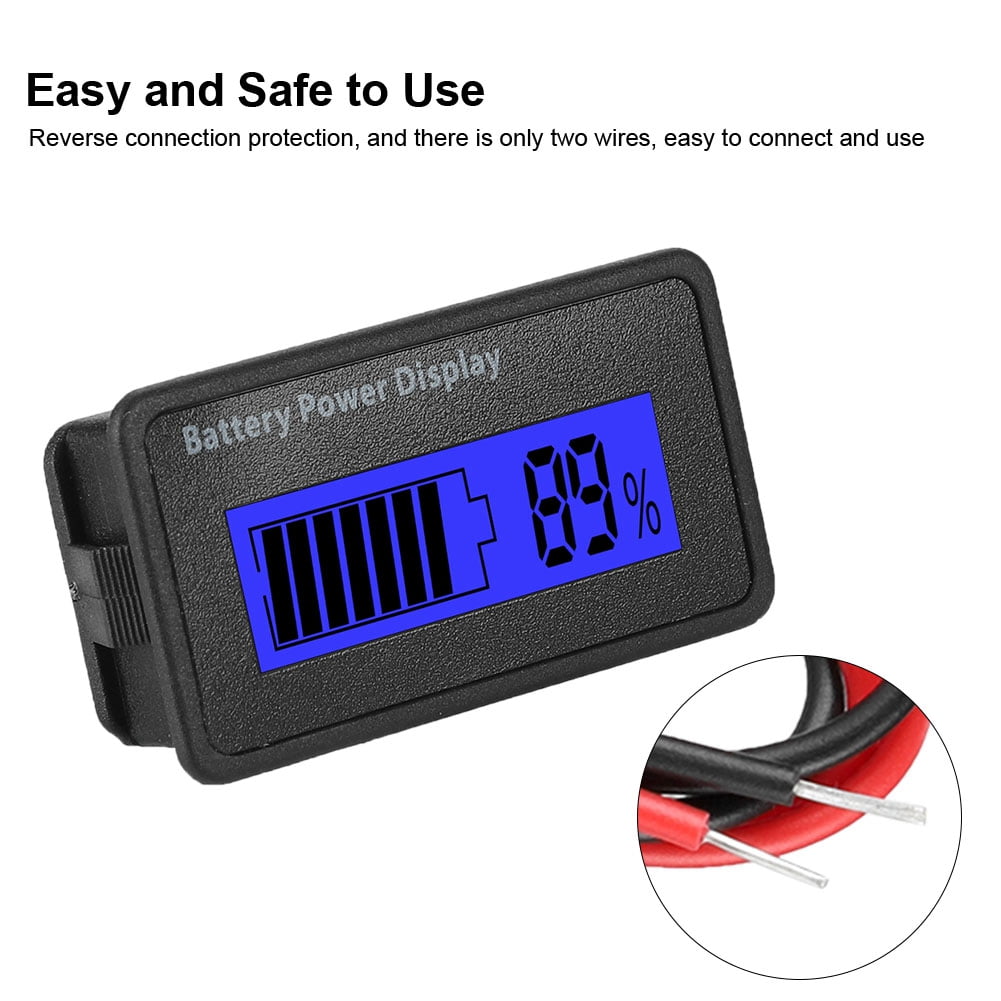 12,48V Battery Capacity Meter W/ LCD Display, Easy Connect, Waterproof ...