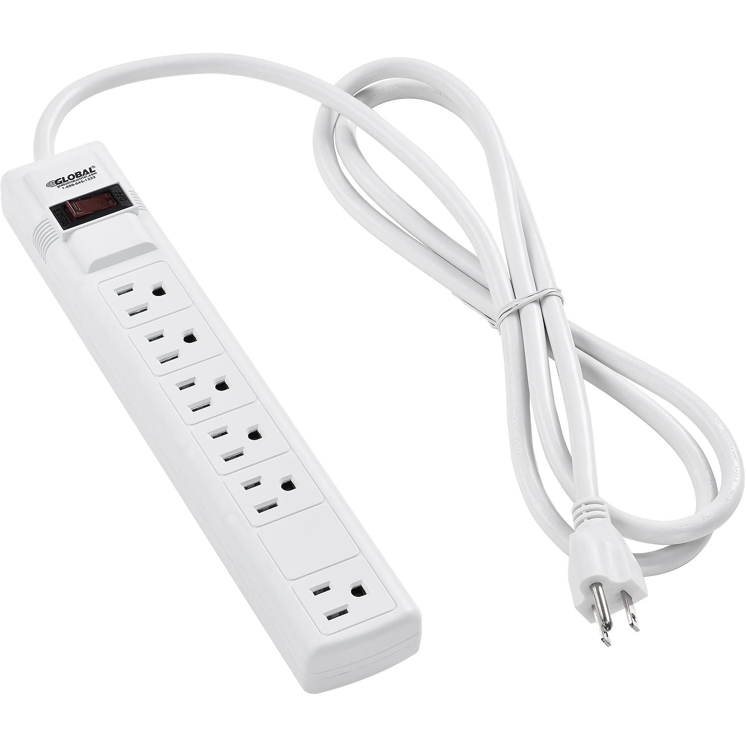 Global Industrial Surge Protected Power Strip 5+1 Outlets 15A 900 ...