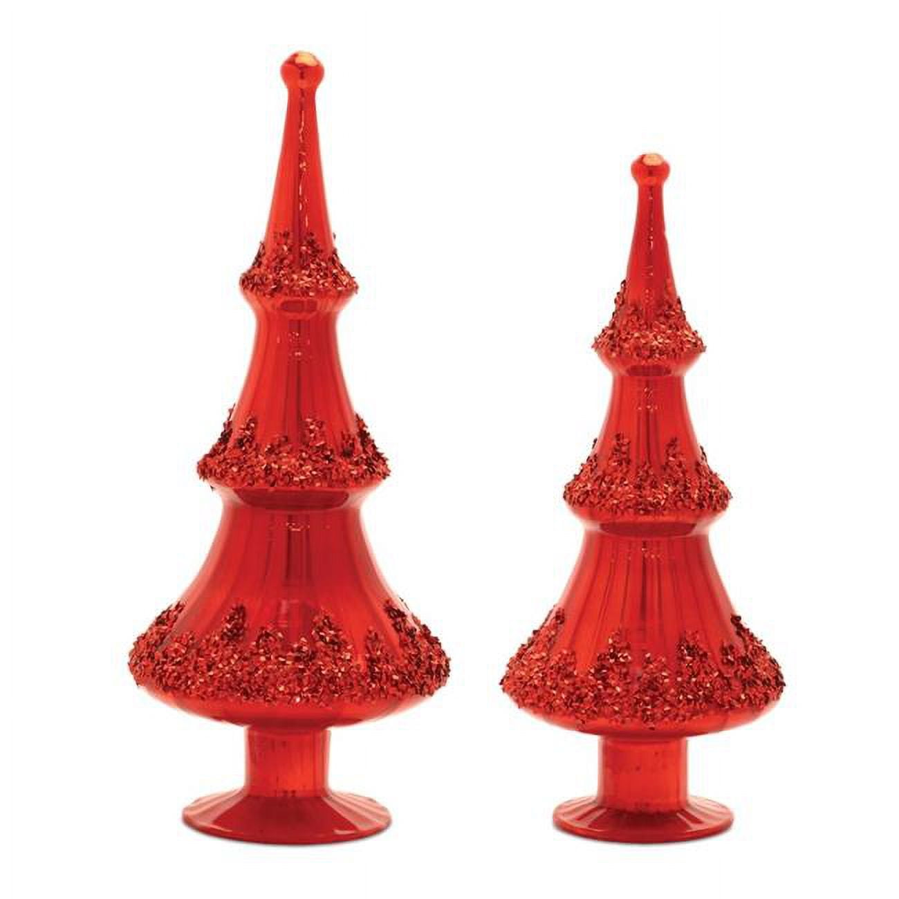 12.5 & 14.5 in. Glass Tree, Red - Walmart.com