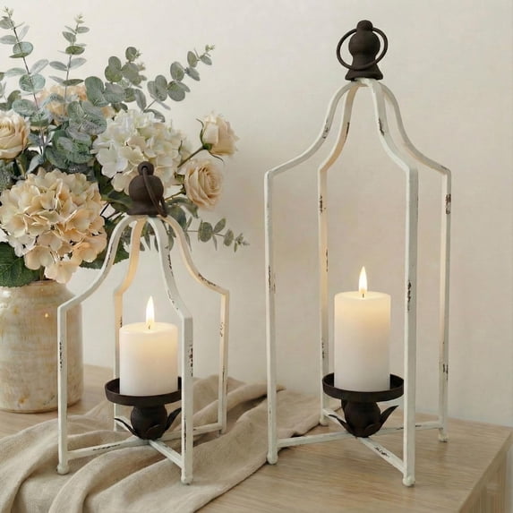 12.5" & 16.5" Timeless Cozy Decorative Lanterns Set of 2, Handcrafted ...
