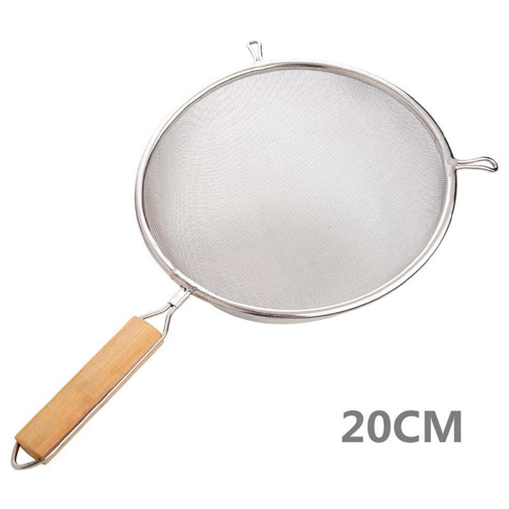 12.5-20cm Muti-Size Filter Stainless Steel Oil Strainer Double Mesh Colander Sieve Sifter Wooden ...
