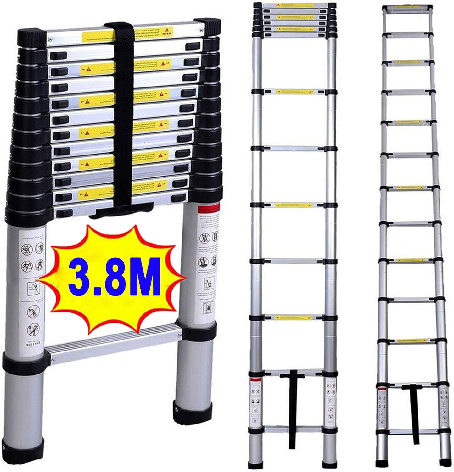 12.5(3.8m) Telescoping Ladder Climb Home Builders Attic Loft Work Place ...