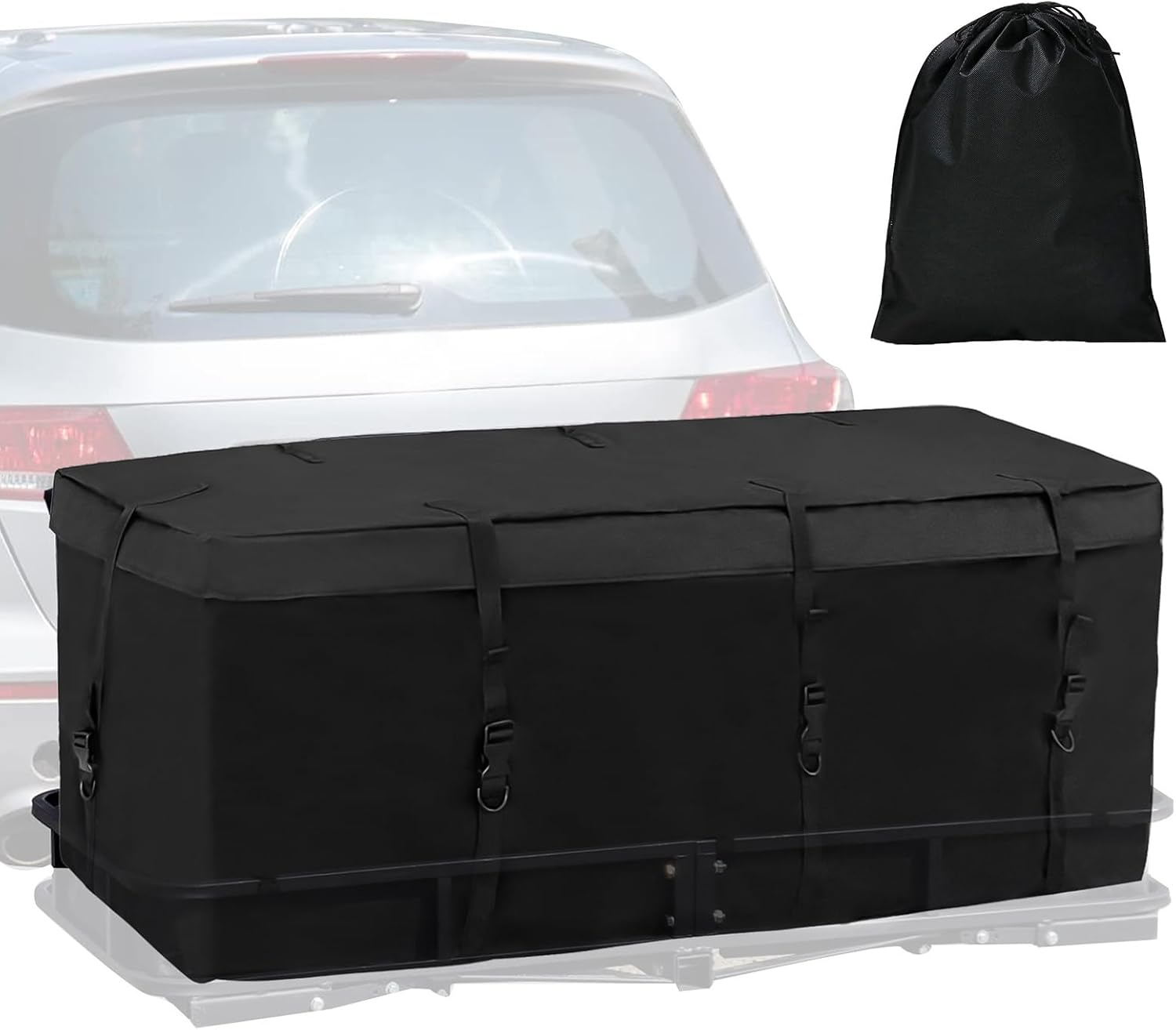 12.5 Cubic Feet Cargo Bag for Hitch Carrier,600D PVC Vehicle Soft-Shell ...