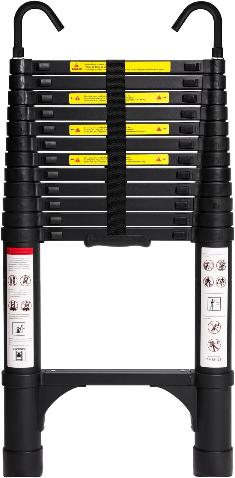 12.5 FT Telescoping Ladder with Hooks, Lightweight Multi-Purpose ...