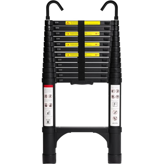 12.5 FT Telescoping Ladder with Hooks, Lightweight Multi-Purpose ...