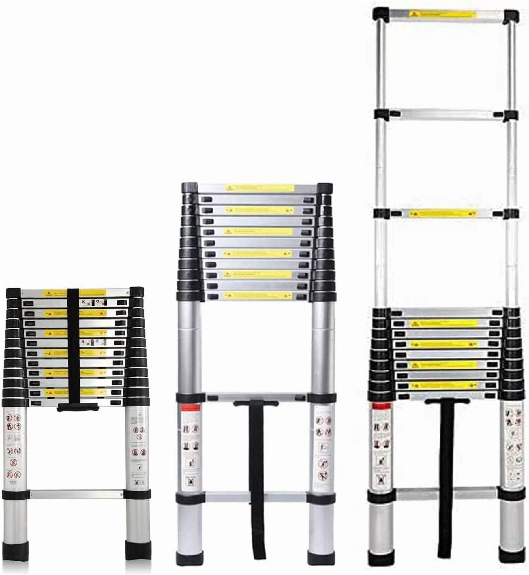 12.5 FT Telescoping Ladders Heavy Duty Aluminum Collapsible Ladder Load Capacity 330 LBS ...