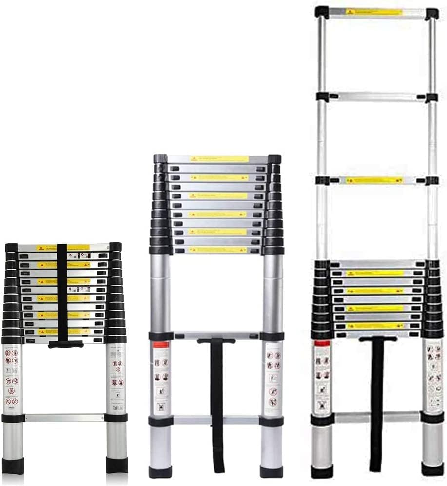 12.5 FT Telescoping Ladders Heavy Duty Aluminum Collapsible Ladder Load ...