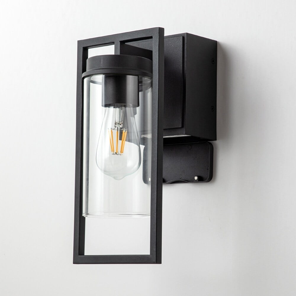 12.5"H Modern Mate Black Outdoor Wall Sconce with GFCI outlet - Walmart.com