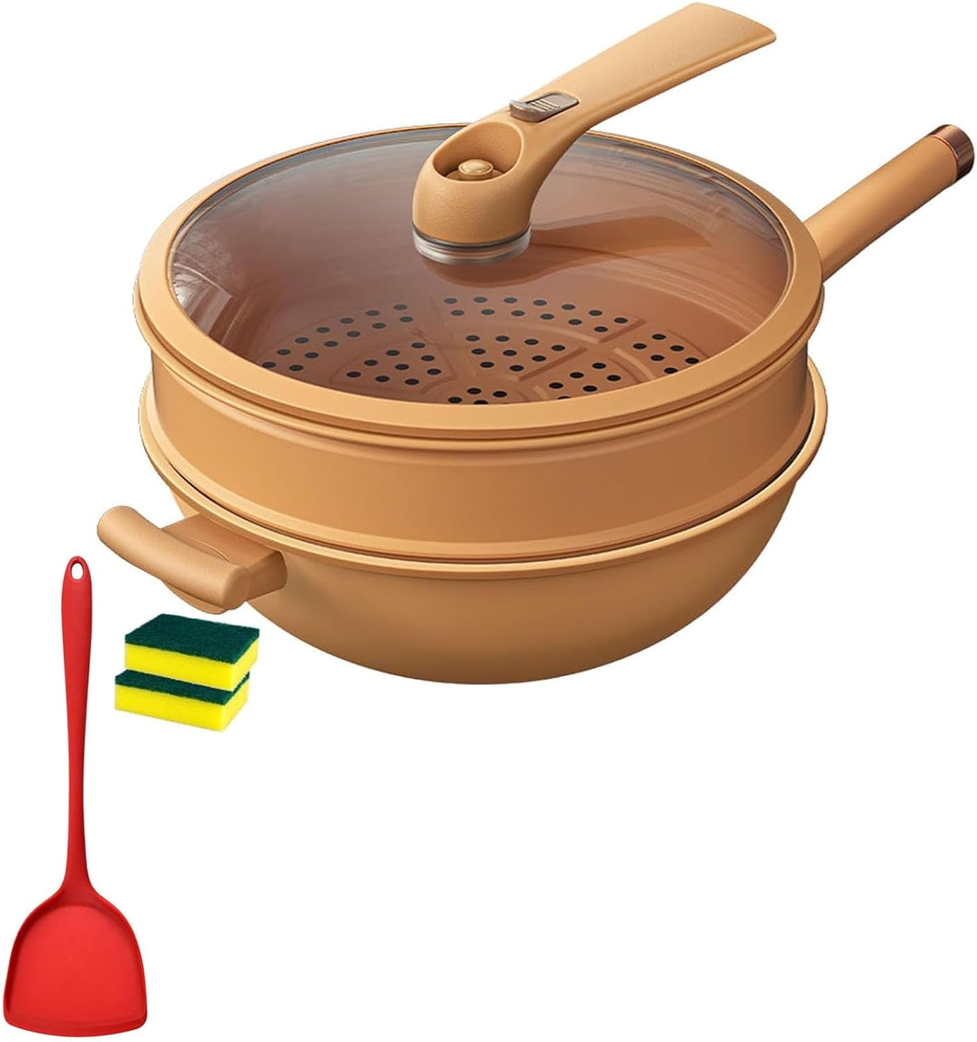 12.5 Inch Titanium Micro Pressure Health Kettle Cooker With Steamer ...