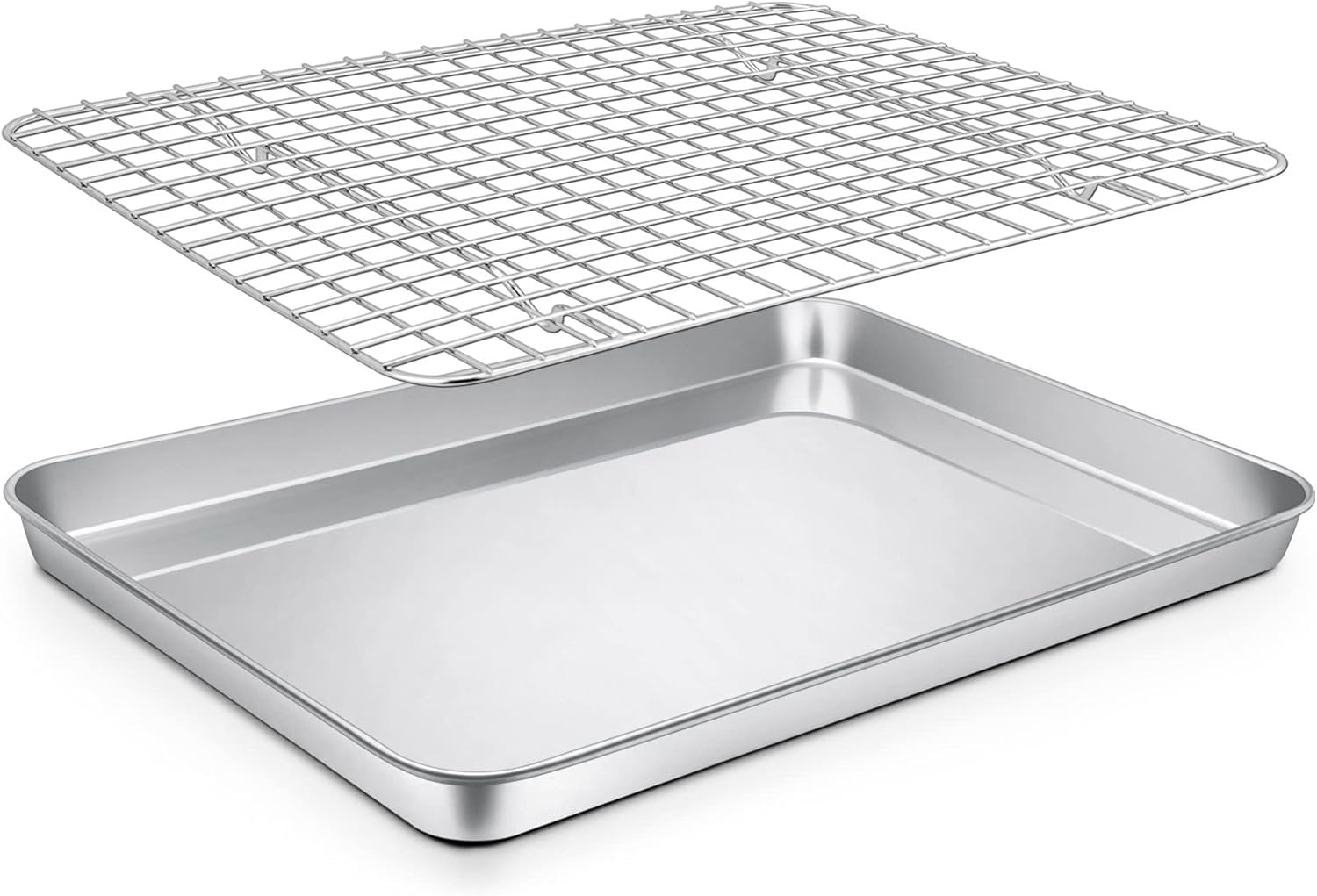 12.5 Inch Toaster Oven Pan with Rack Set, Stainless Steel Baking Pan ...