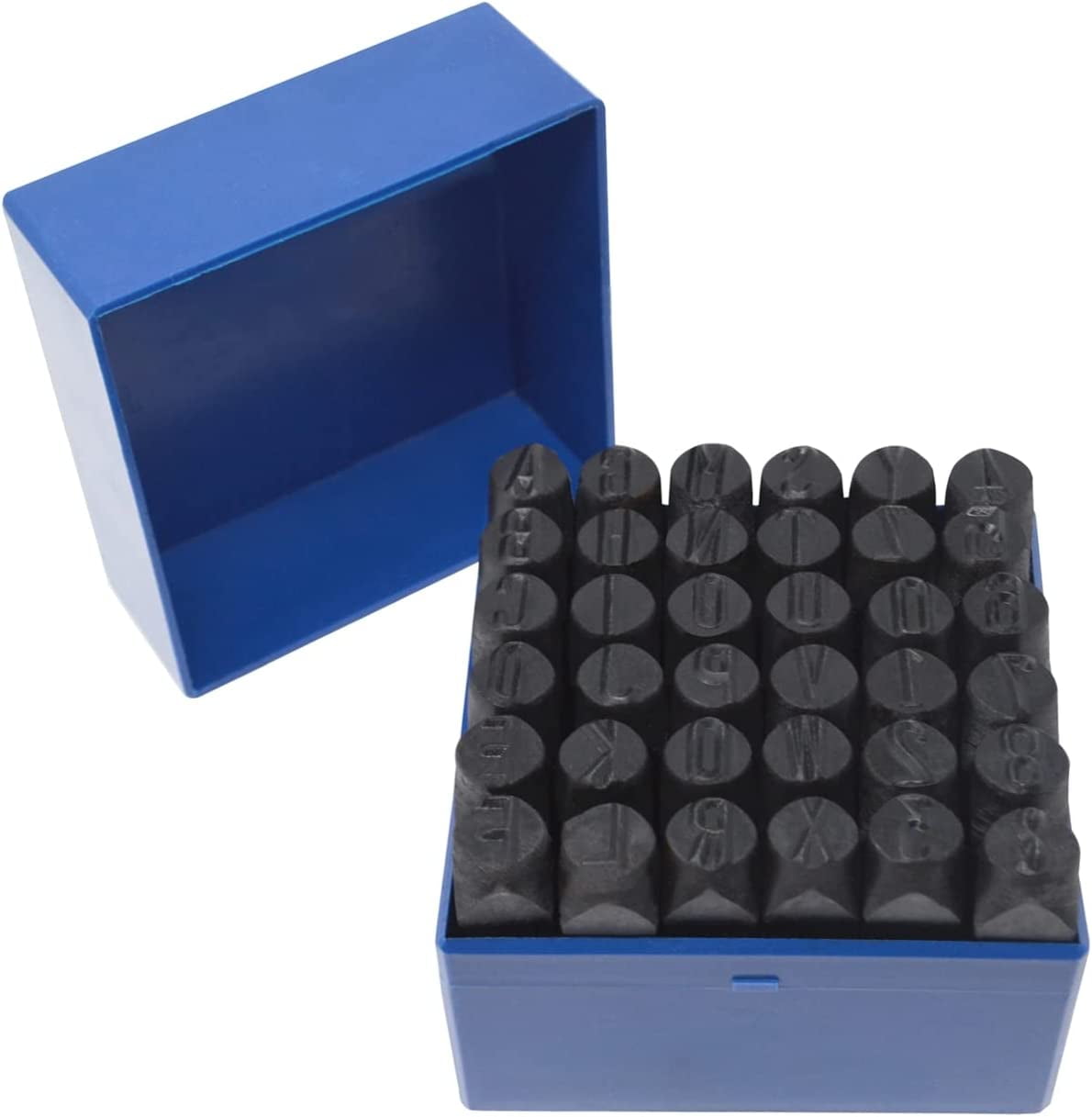 12.5 MM 1/2" 36 Piece Steel Alphabet Letters and Numbers Stamp Set Kit ...