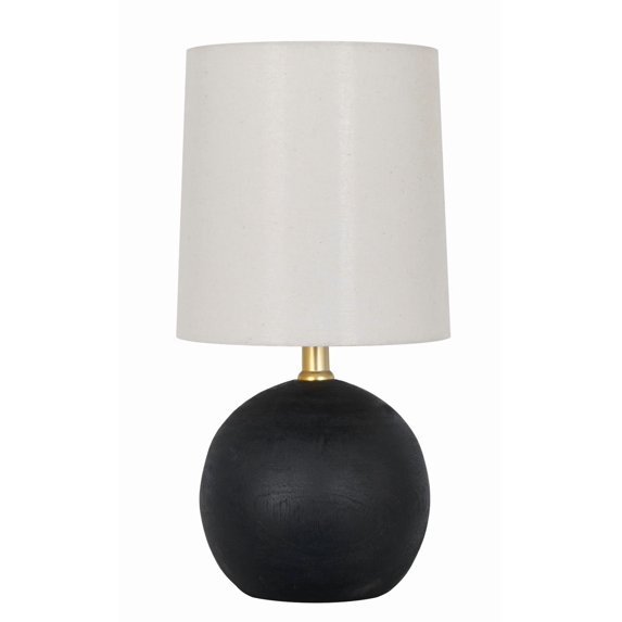 12.5” Mini Black Wood Ball Table Lamp With White Fabric Shade - Walmart.com