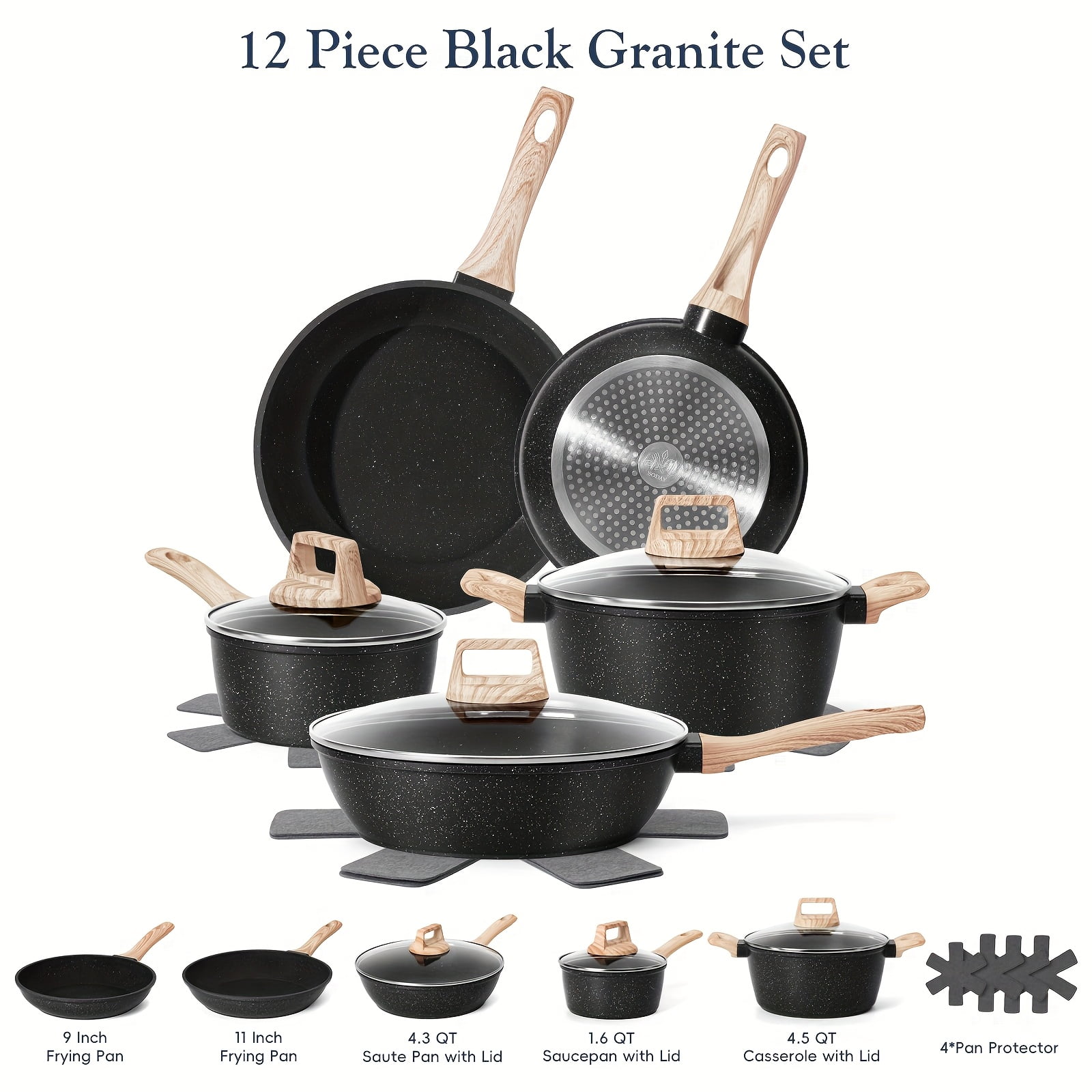 12/5 POTS And Pans Set, Non-stick Cookware Set, Induction Cookware Non ...