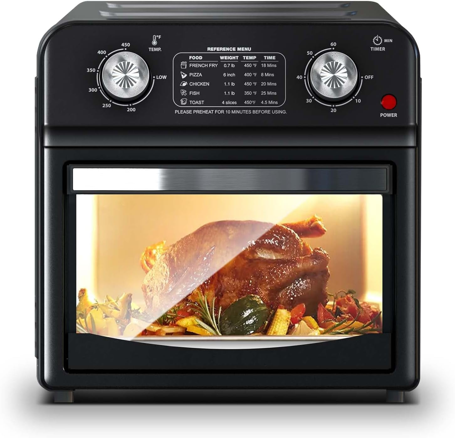 12.5 Quart Toaster Oven 7-in-1, 1500W Convection Oven, 5 Presets ...