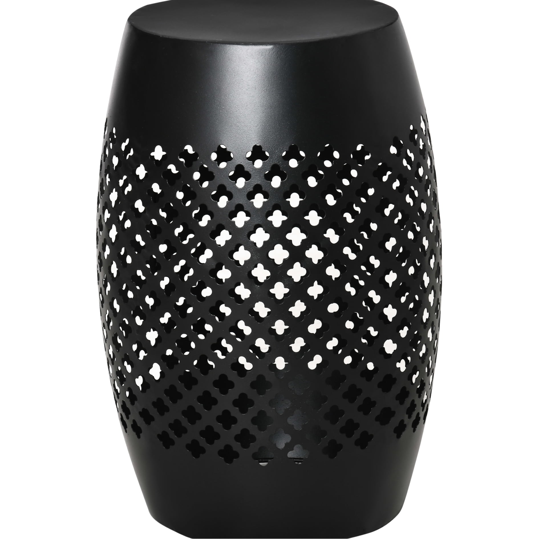 12.5" Steel Garden Side Table, Round Hollow Drum Accent For Patio ...