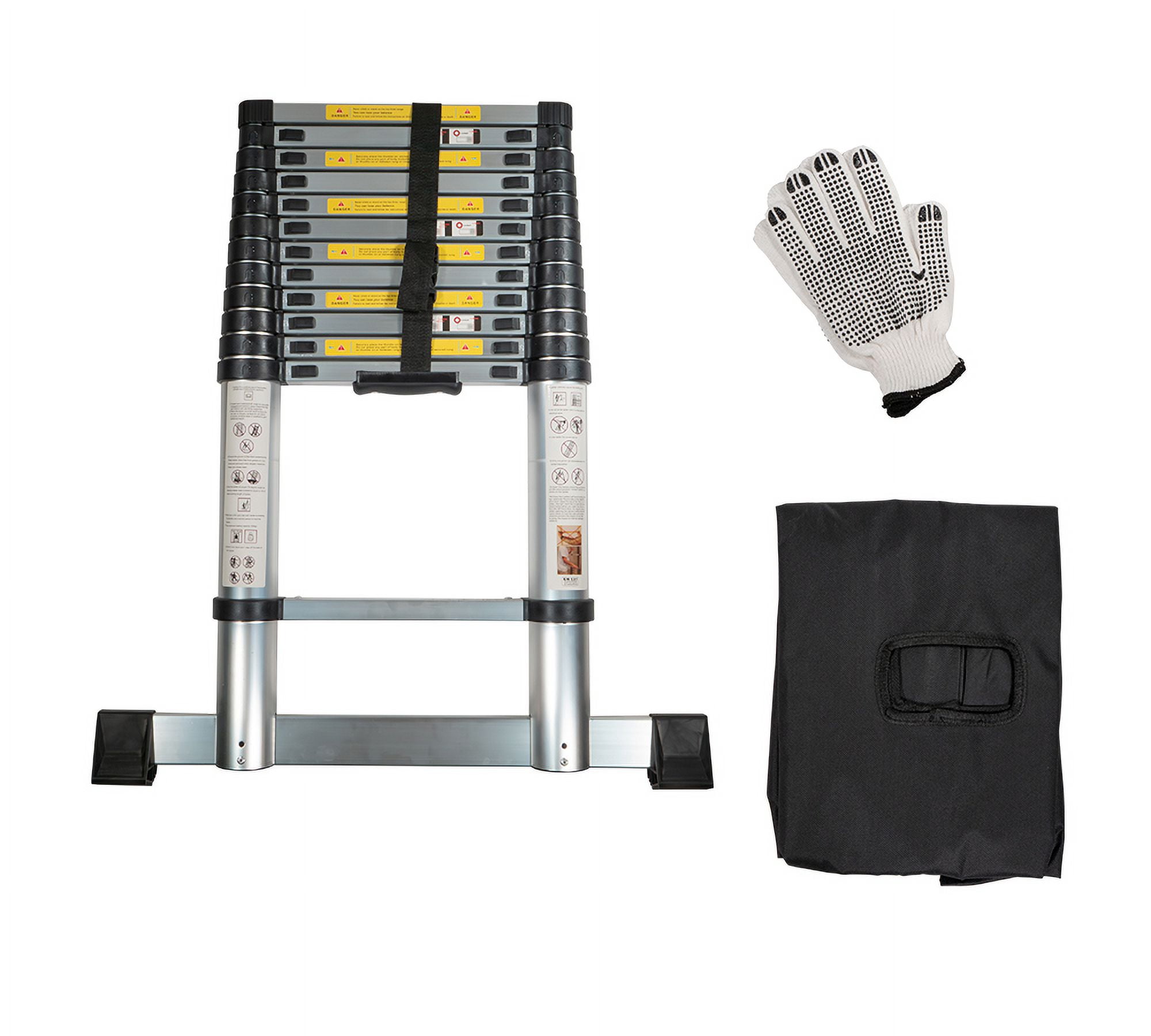 12.5' Telescoping Ladder 330 lbs Capacity - Aluminum Extention Ladder w ...