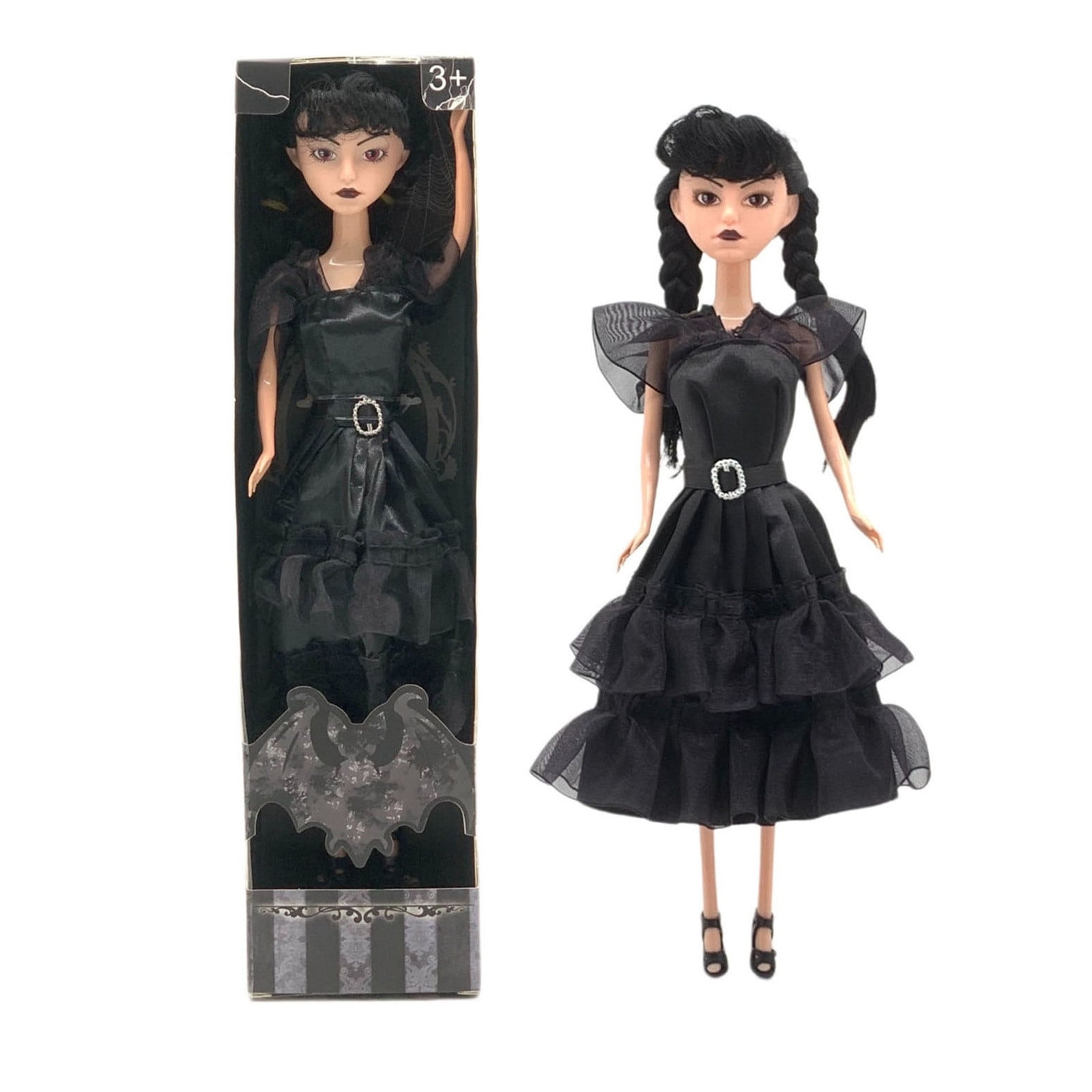 12.5" Wednesday Addams Doll with Black Dress, High Heels and Hair ...