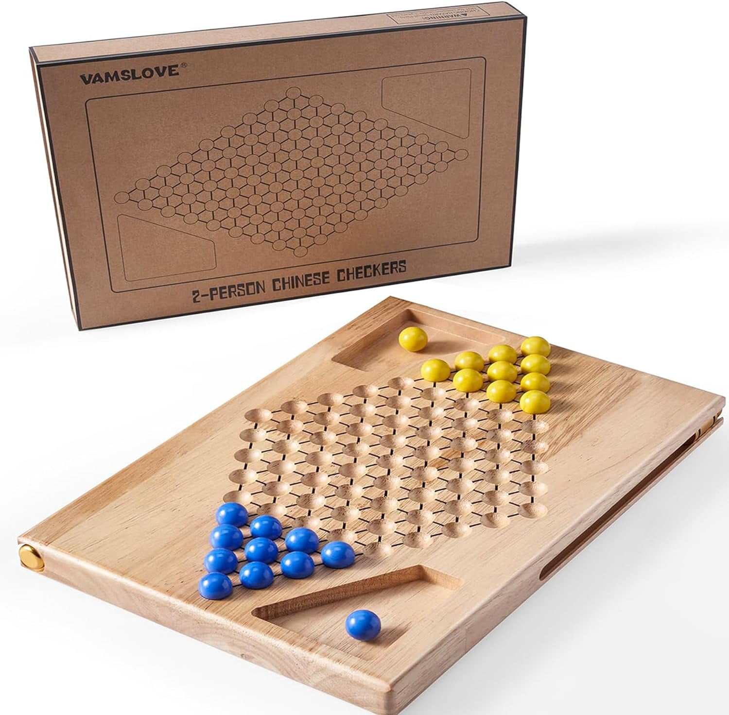 12.5" Wooden Chinese Checkers Two Player Board Game - Chinese ...