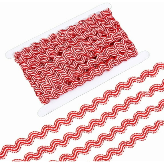 12.5 Yards 1/2 Inch Red Rick Rack Trim Polyester Wave Bending Fringe ...