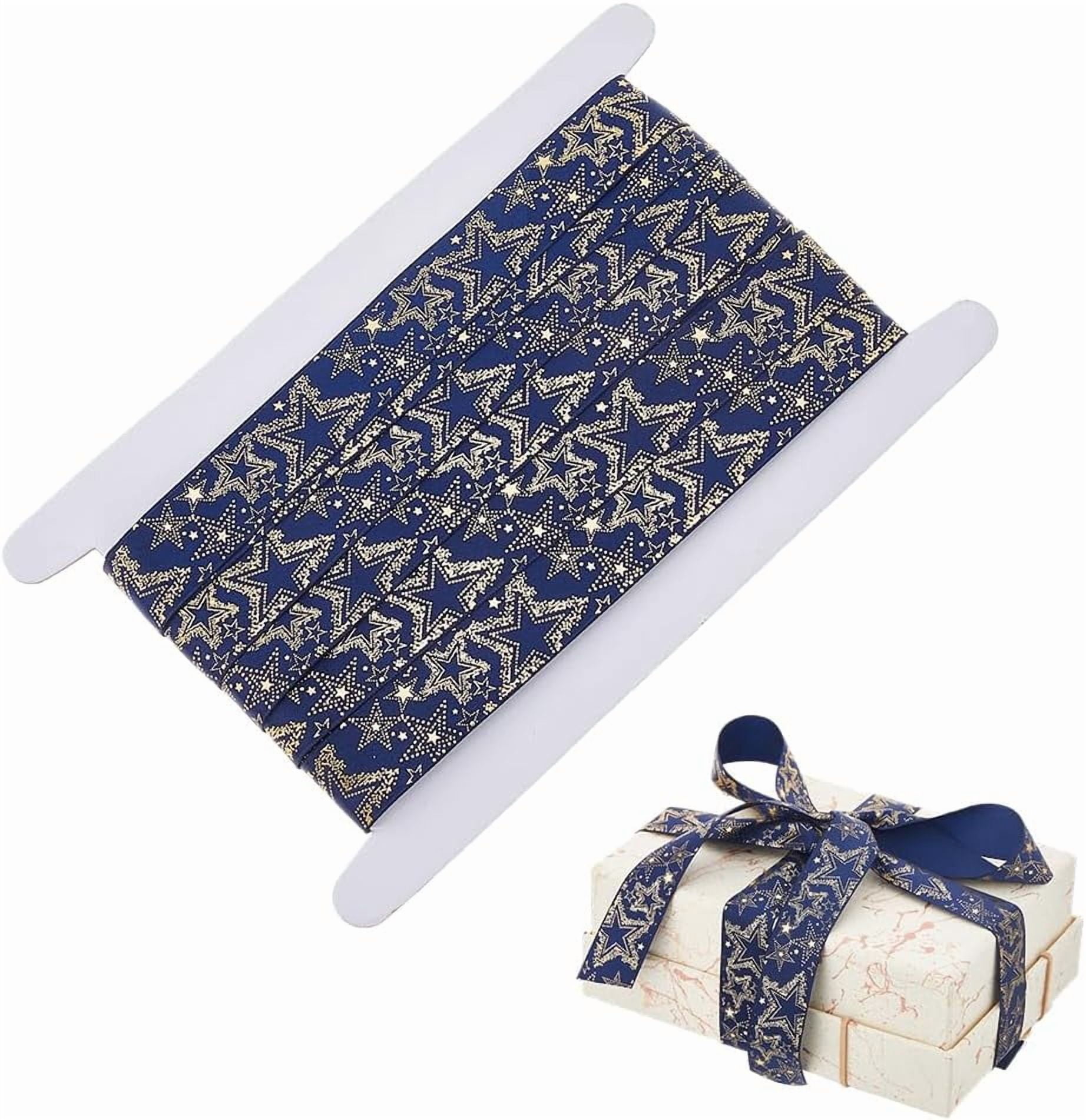 12.5 Yards Star Printed Satin Ribbon Blue Star Ribbons 3/4 Inch(20mm ...
