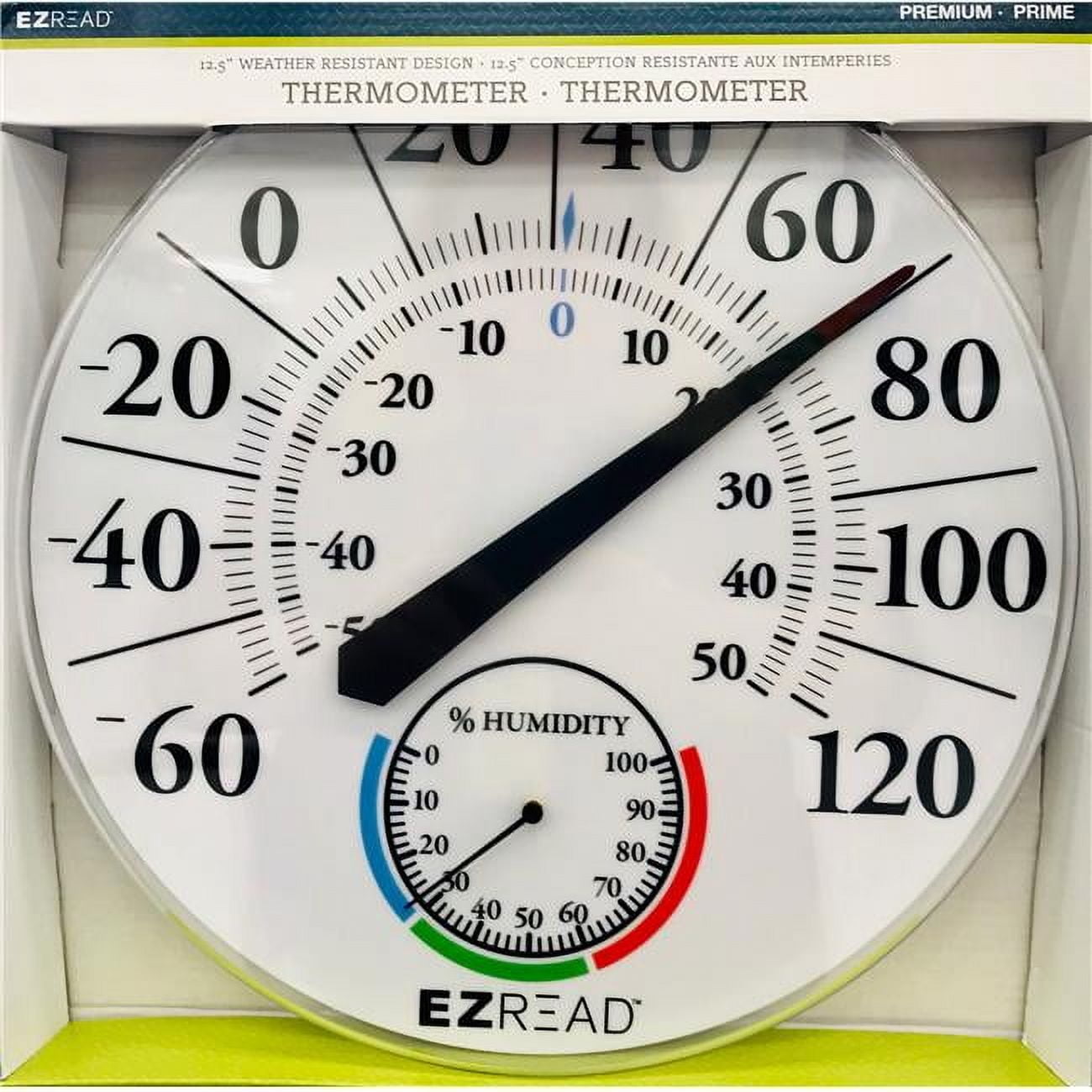12.5 in. Plastic EZ Read Humidity Dial Thermometer, White - Walmart.com