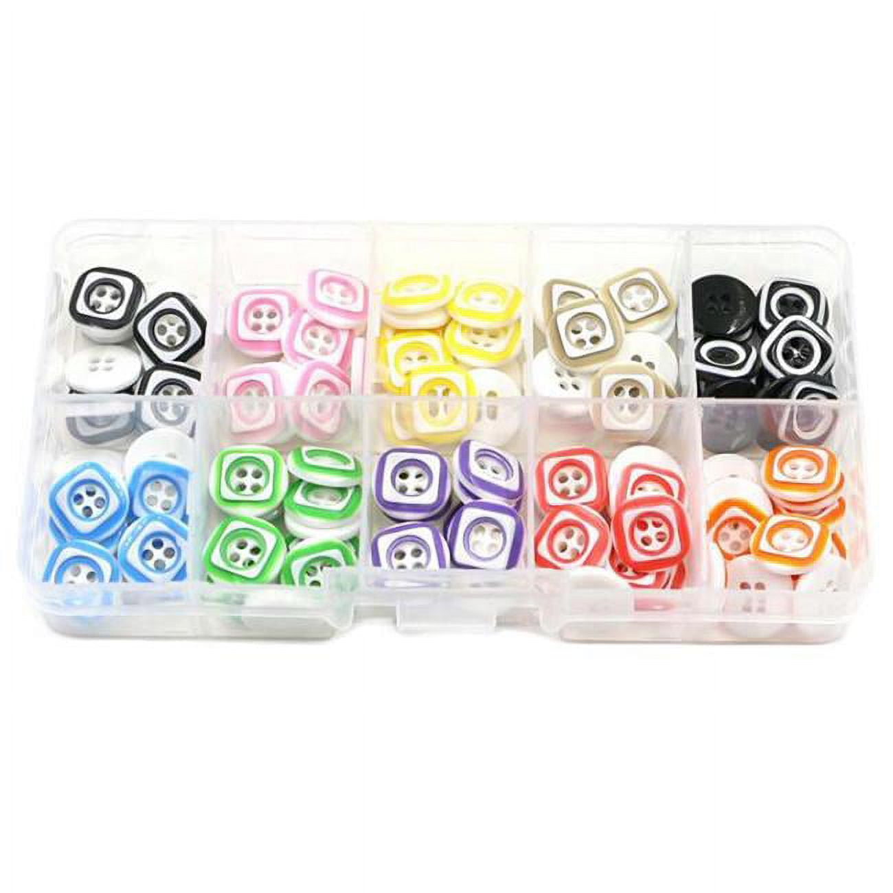 12.5 mm Sewing Resin DIY Art Craft 4 Holes Buttons, Square, Multi Color ...