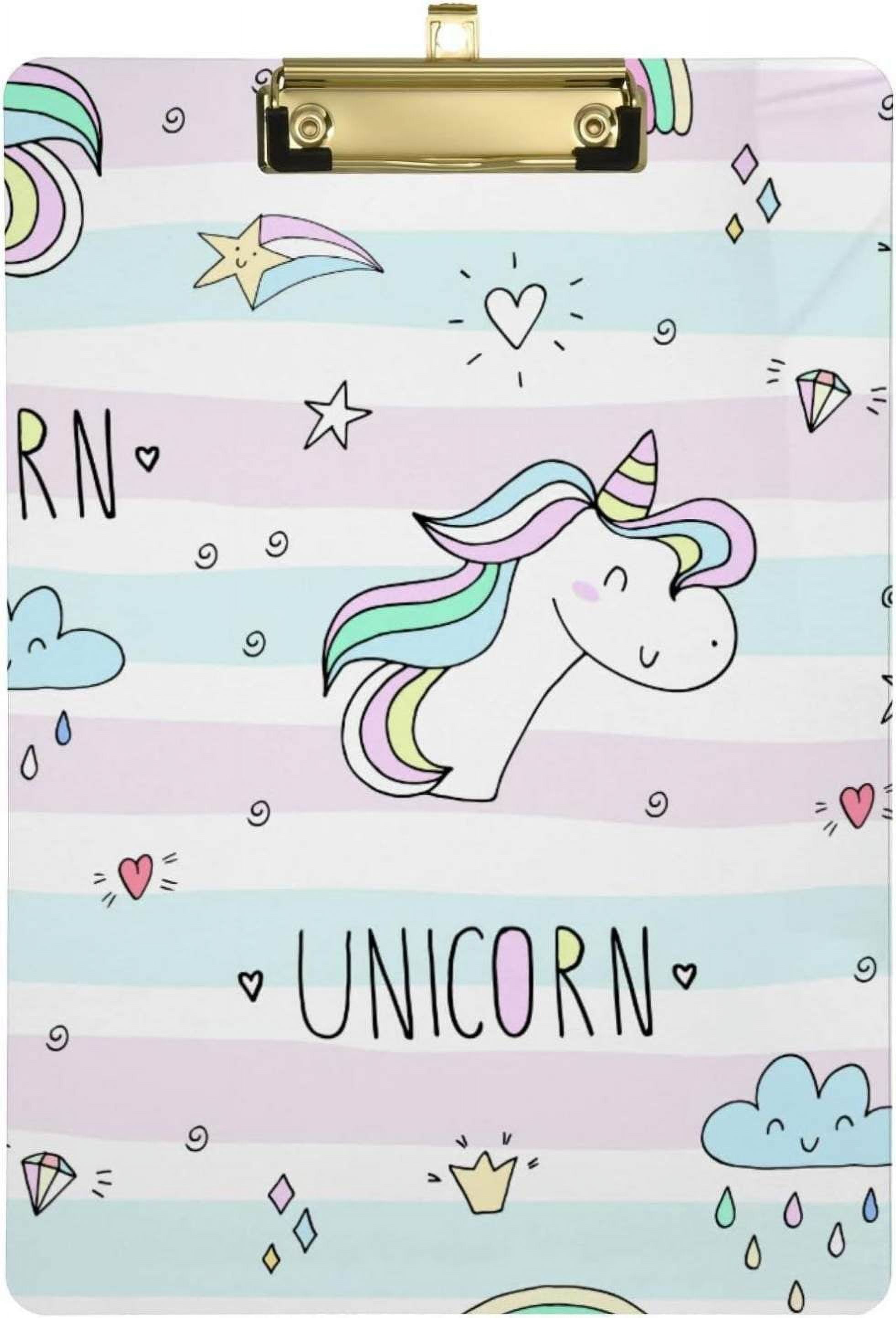 12.5"x9" Cute Unicorn Clipboards, Standard A4 Letter Size Nursing ...