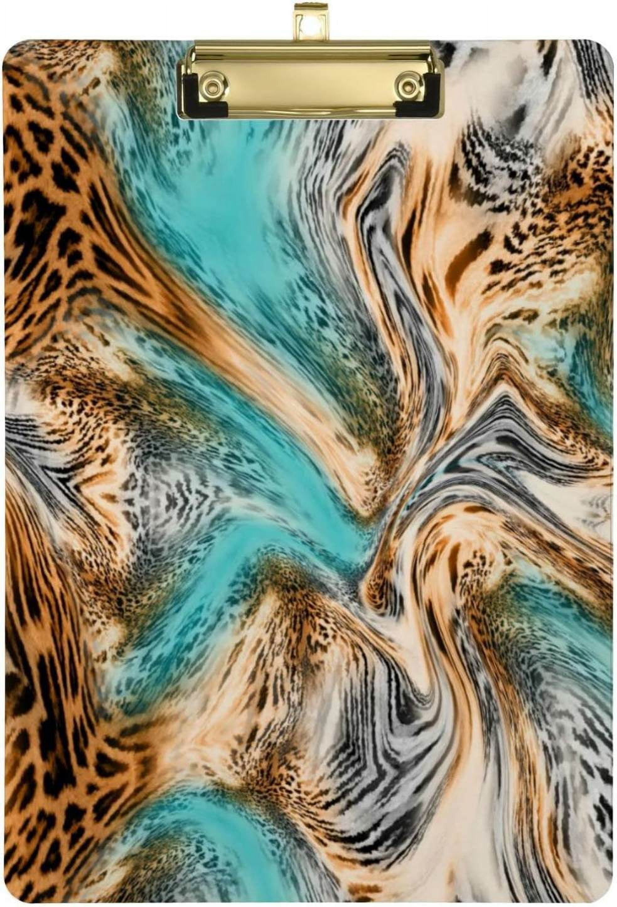 12.5"x9" Fancy Leopard Aqua Clipboards, Standard A4 Letter Size Nursing Clipboard with Low ...