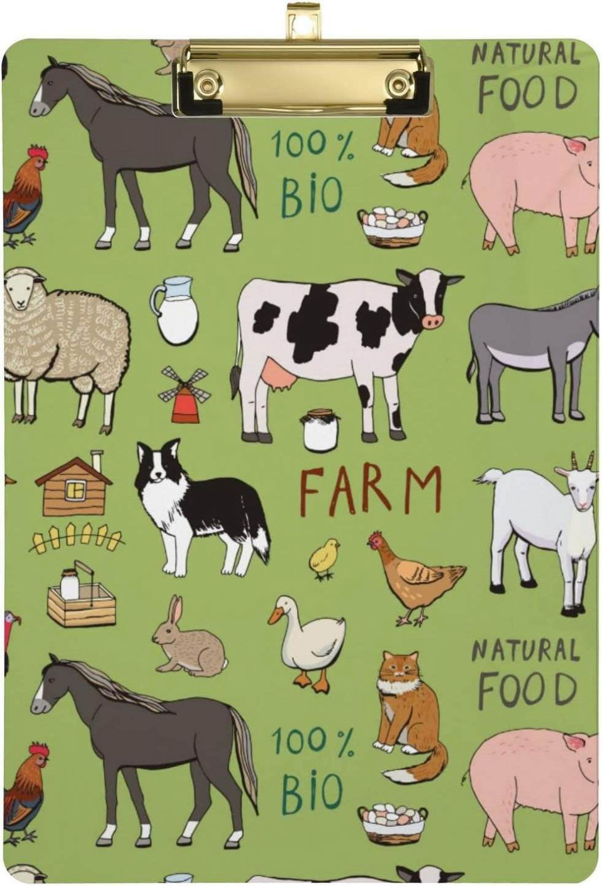 12.5"x9" Farm Animals Clipboards, Standard A4 Letter Size Nursing ...