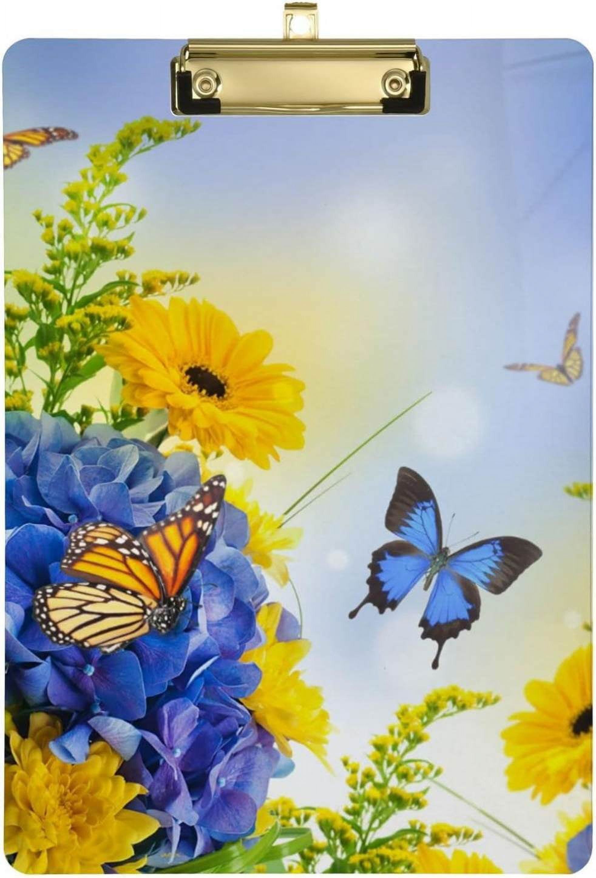 12.5"x9" Flower and Butterflies Clipboards, Standard A4 Letter Size ...