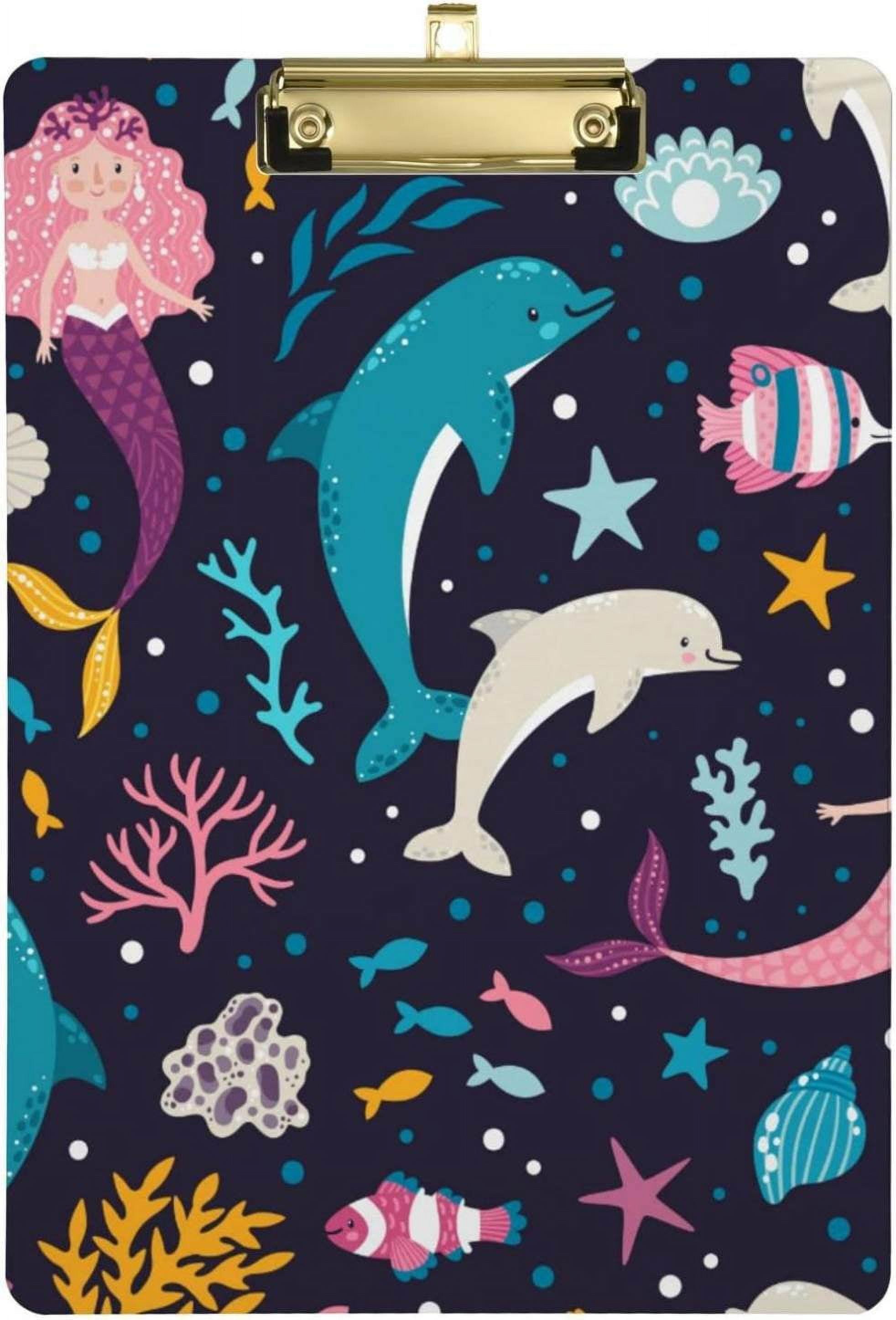 12.5"x9" Mermaid and Dolphin Clipboards, Standard A4 Letter Size ...