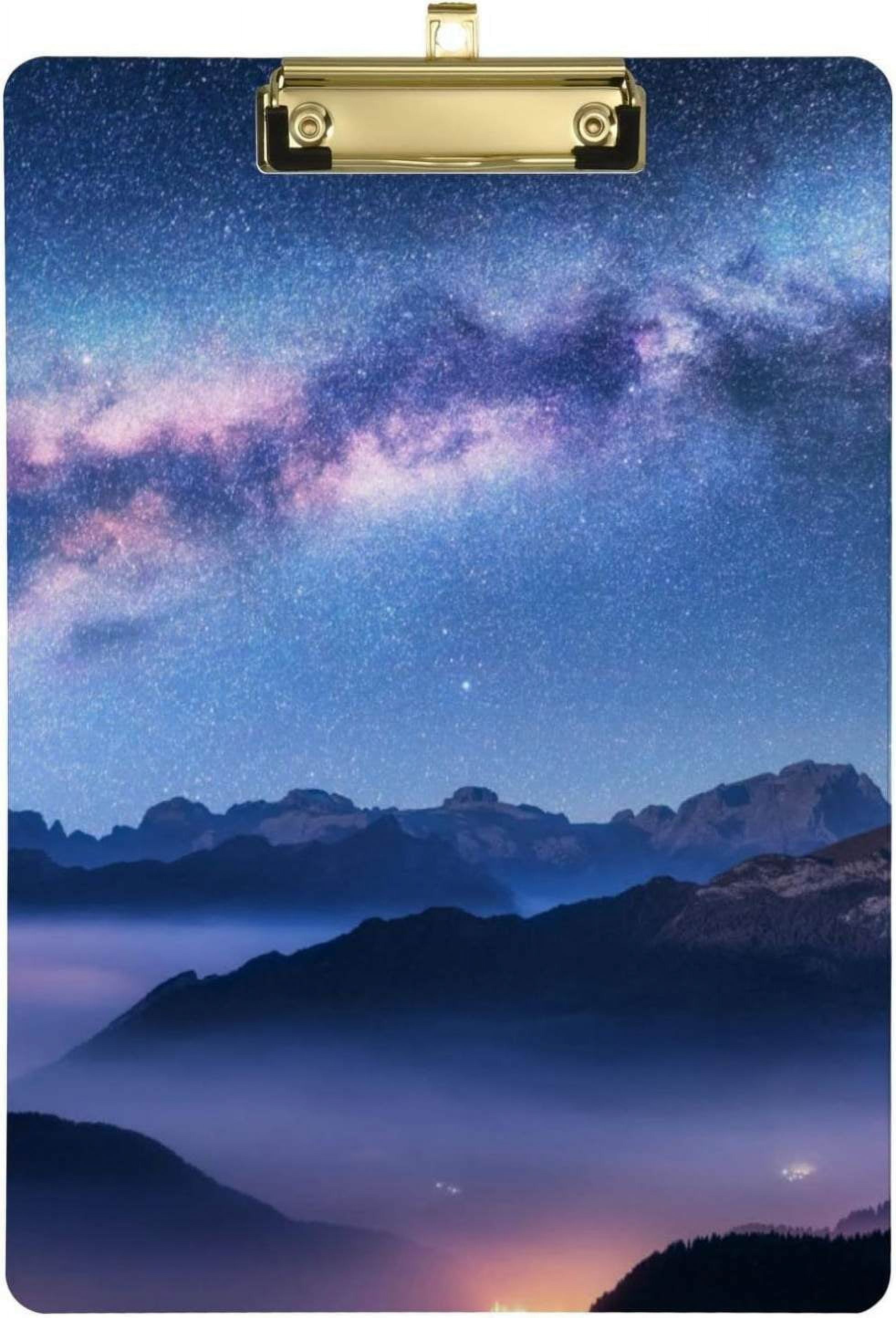 12.5"x9" Mountains and Starry Sky Clipboards, Standard A4 Letter Size Nursing Clipboard with Low ...