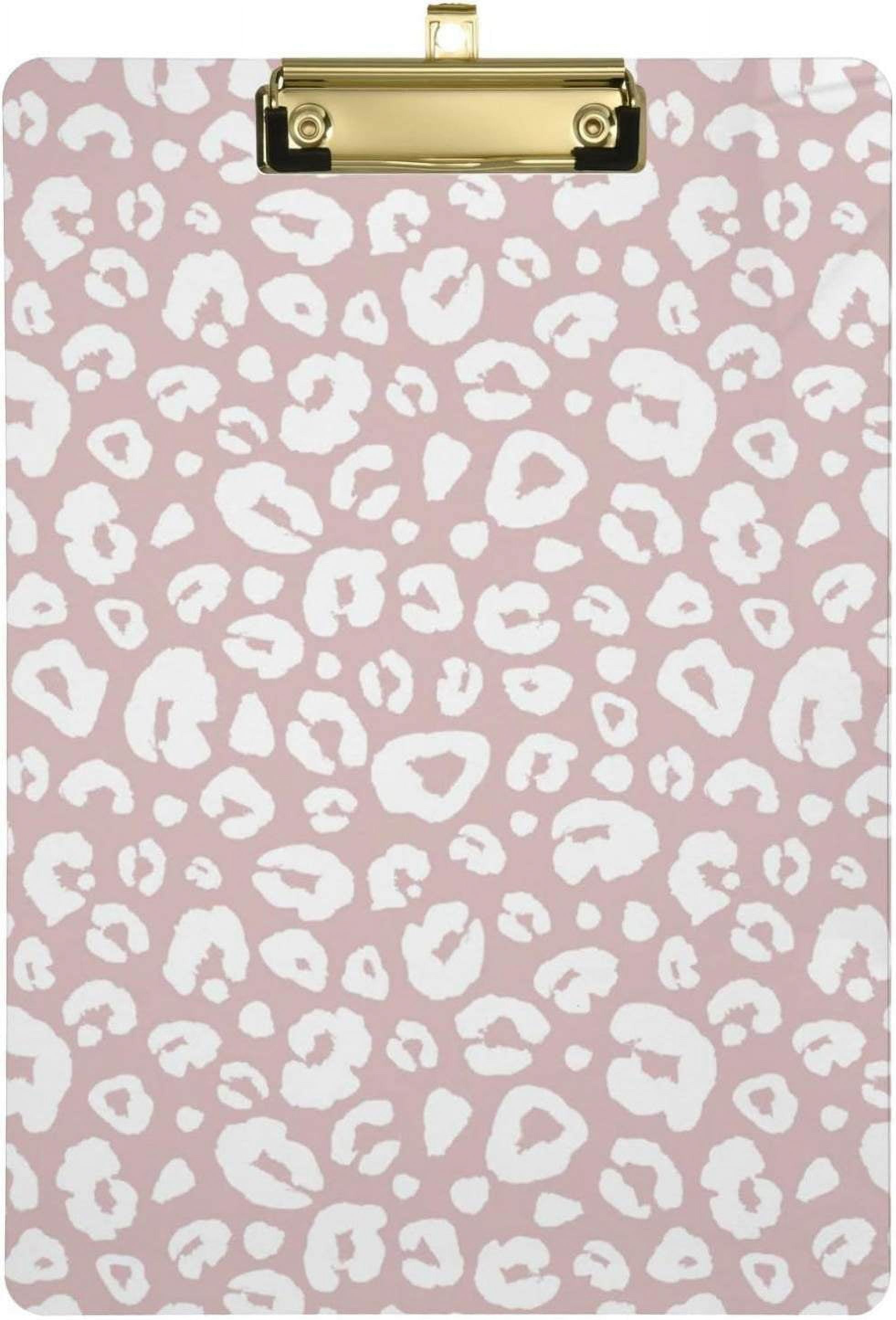 12.5"x9" Pink Leopard Clipboards, Standard A4 Letter Size Nursing Clipboard with Low Profile ...