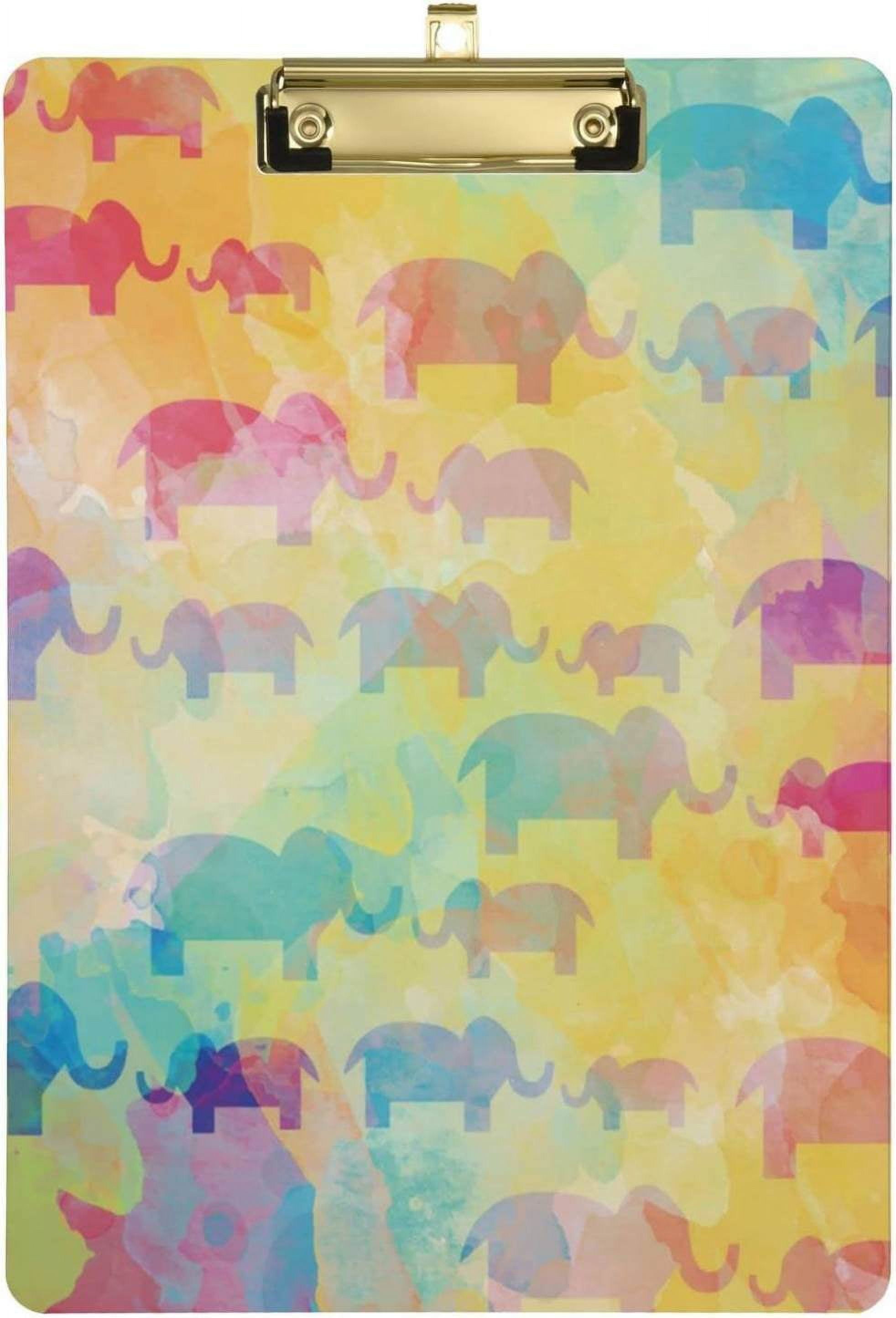 12.5"x9" Rainbow Gradient Elephant Clipboards, Standard A4 Letter Size Nursing Clipboard with ...