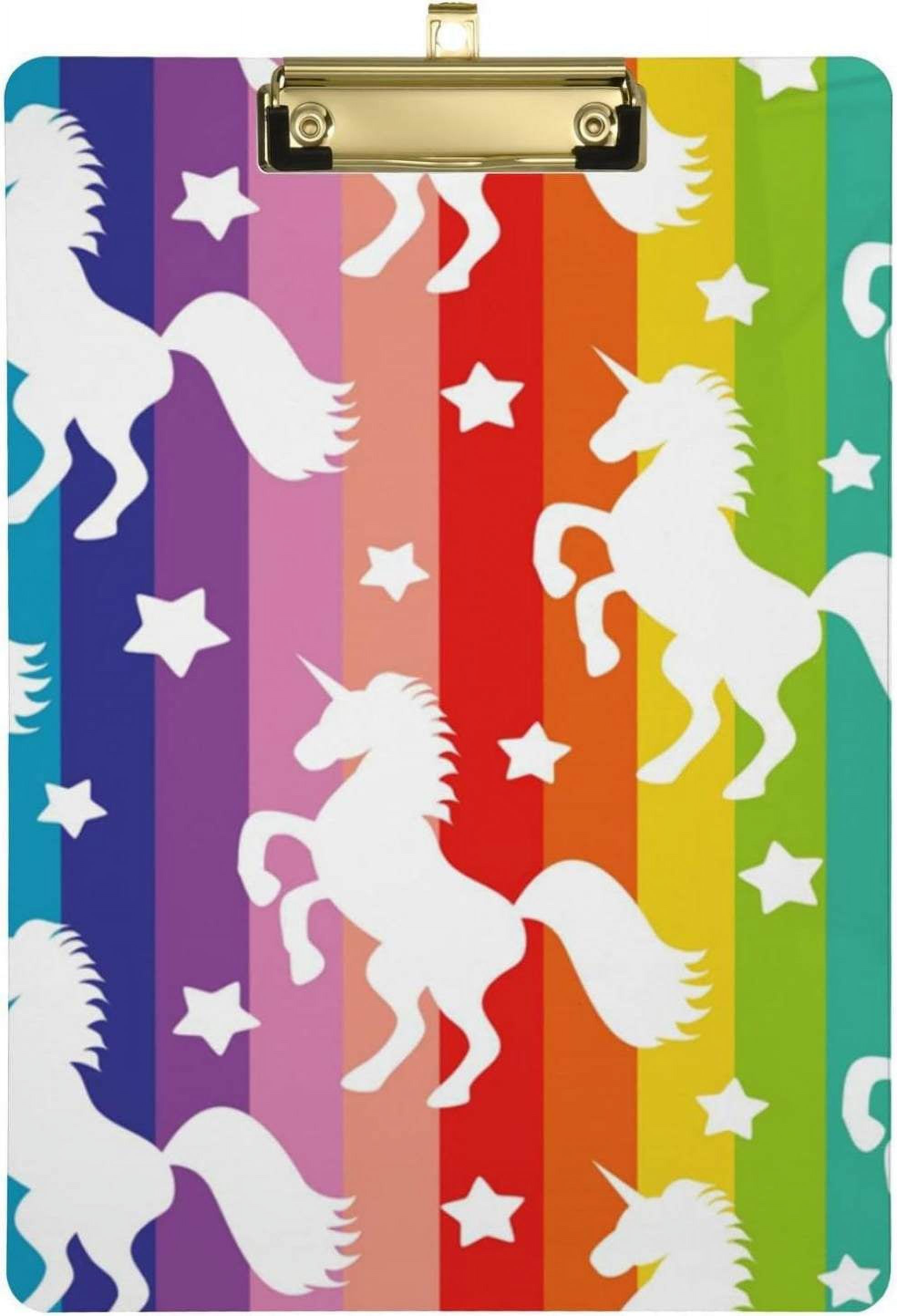 12.5"x9" Rainbow Stripe Unicorn Star Clipboards, Standard A4 Letter ...