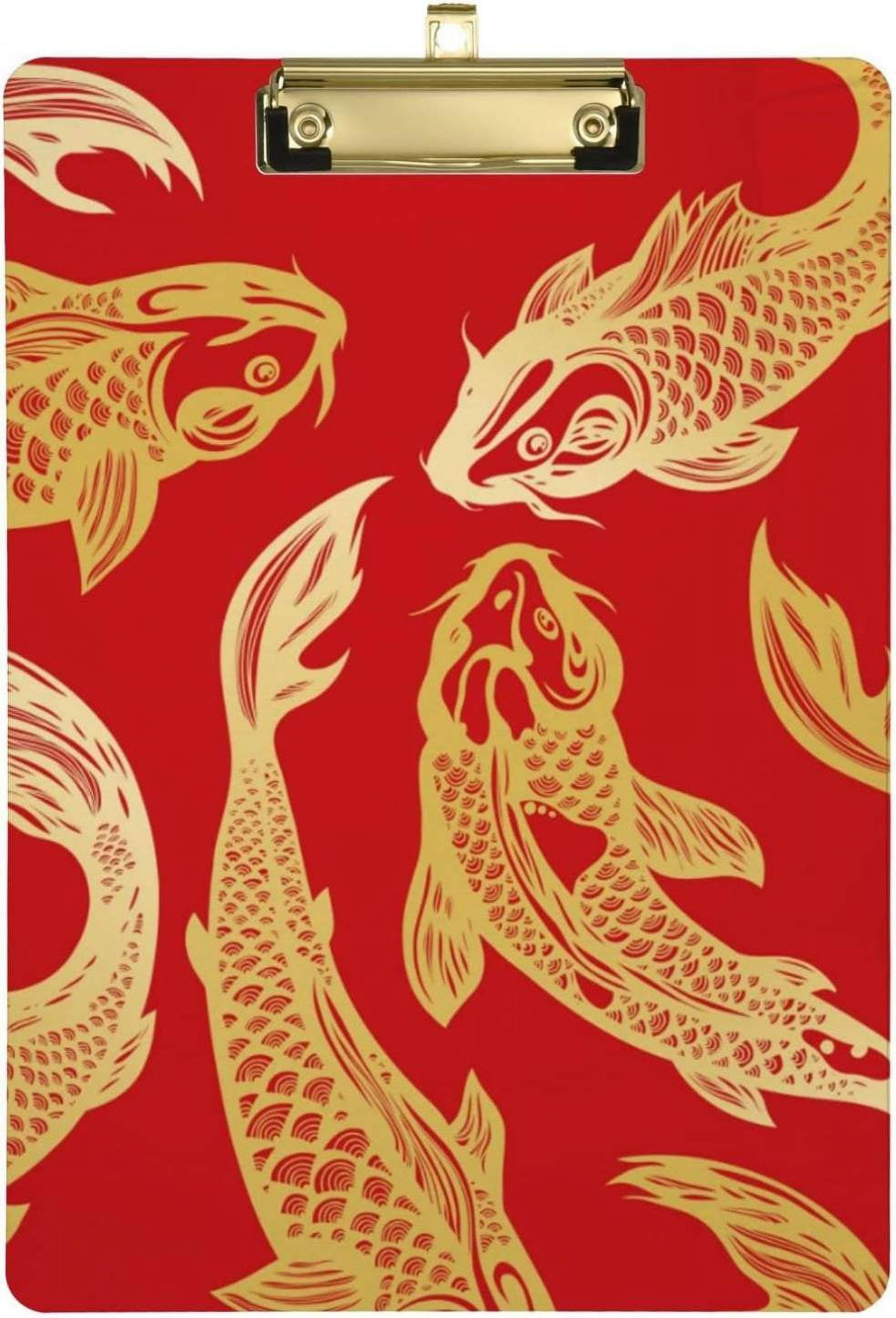 12.5"x9" Red Ukiyoe Fish Clipboards, Standard A4 Letter Size Nursing ...