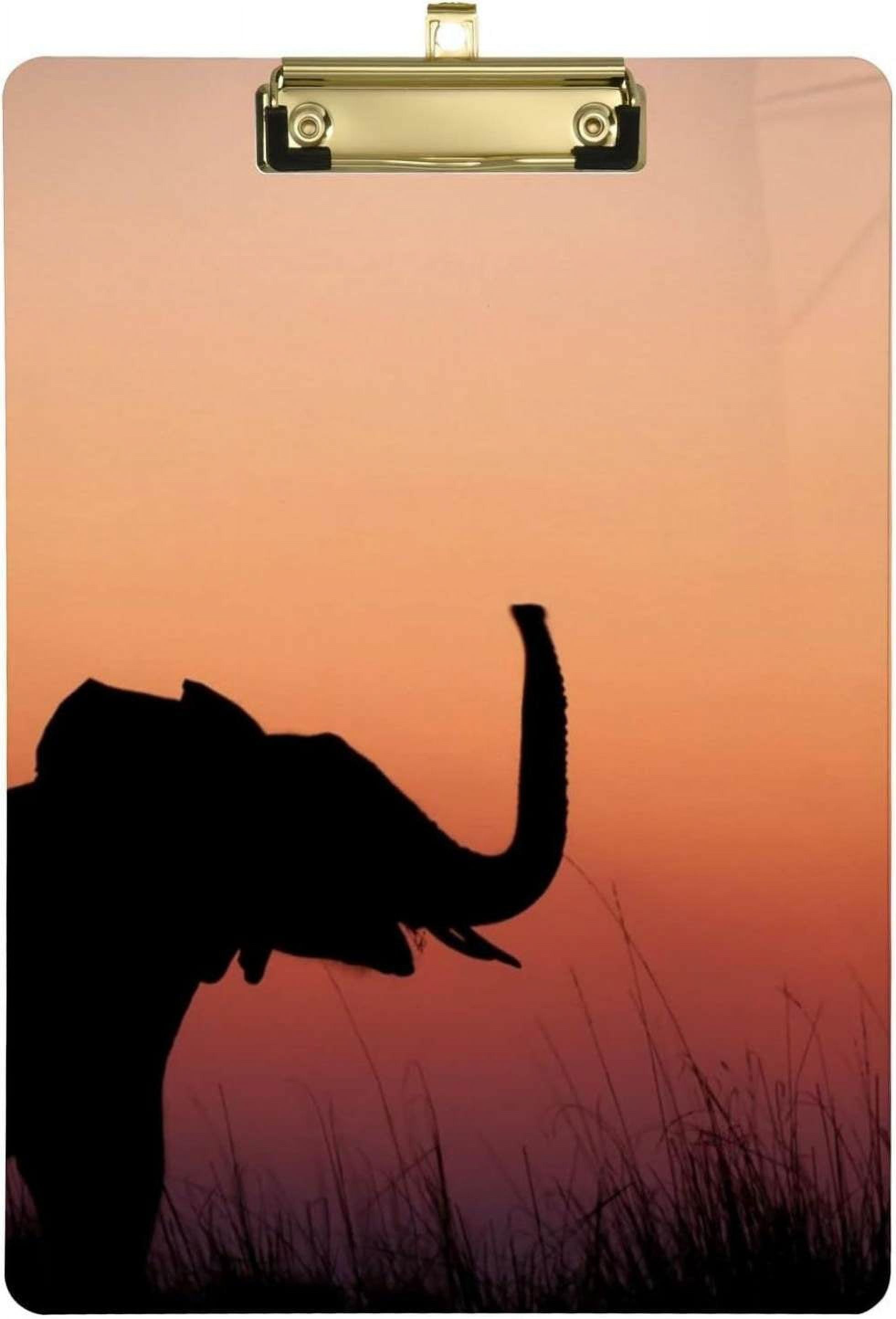 12.5"x9" Sunset Elephant Clipboards, Standard A4 Letter Size Nursing Clipboard with Low Profile ...